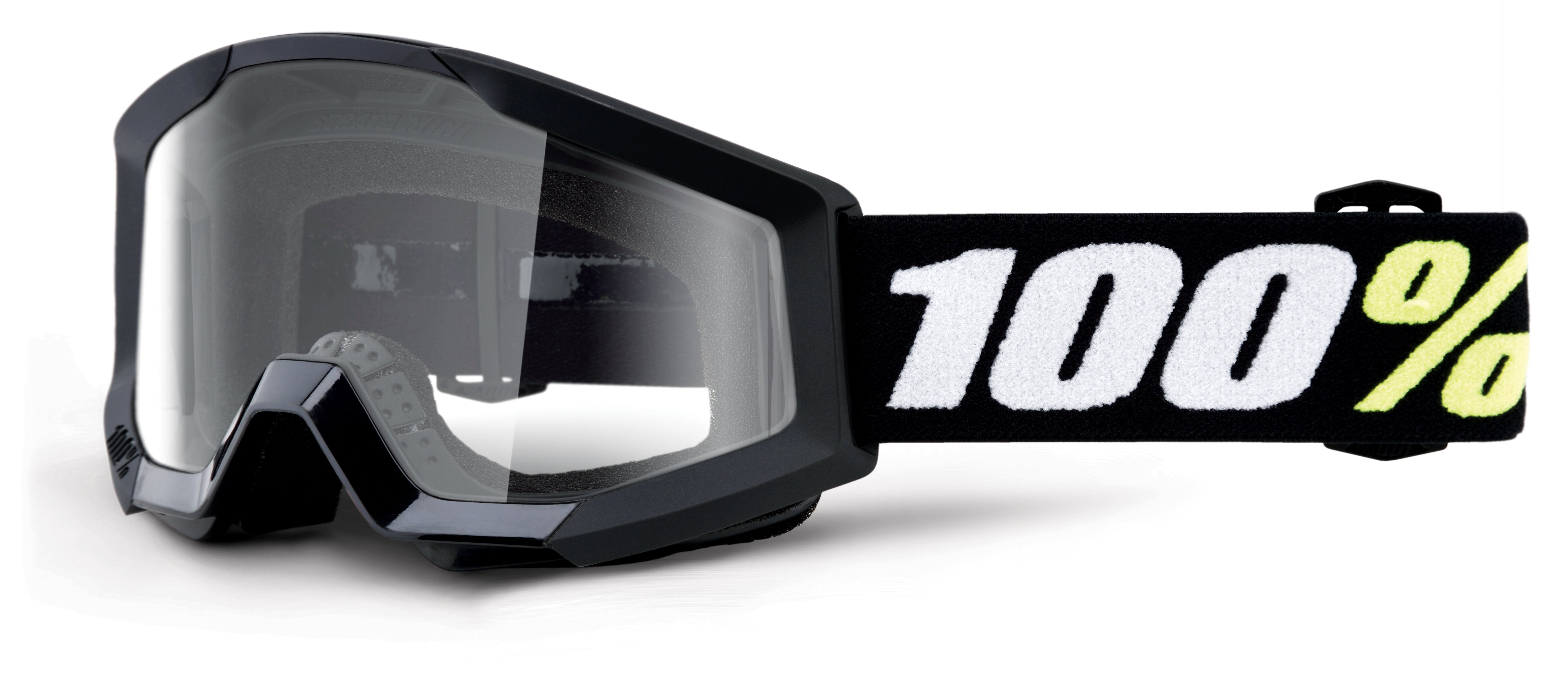 100% Strata 2 Goggles Black Jr - Clear Lens – Motor Psycho Sport